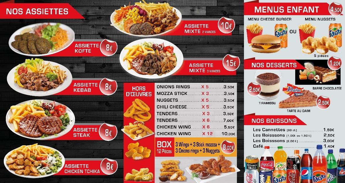 Menu au Ô NAN & GRILL Béziers Restaurant kebab, Béziers