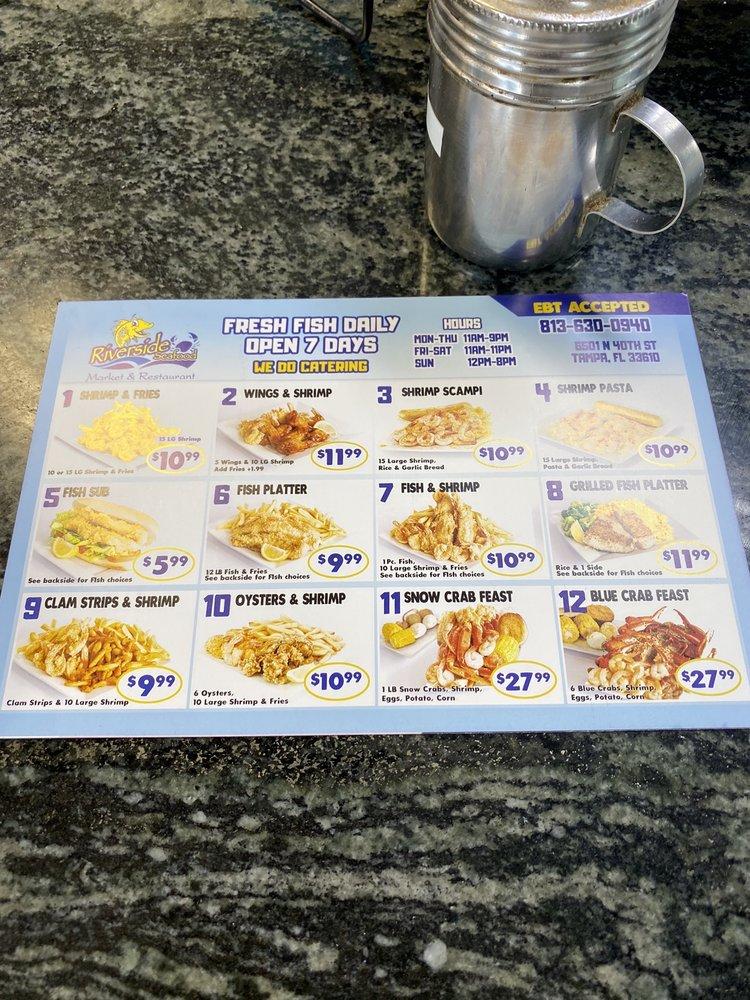 Menu at Riverside Seafood Market restaurant, Tampa, N 40th St