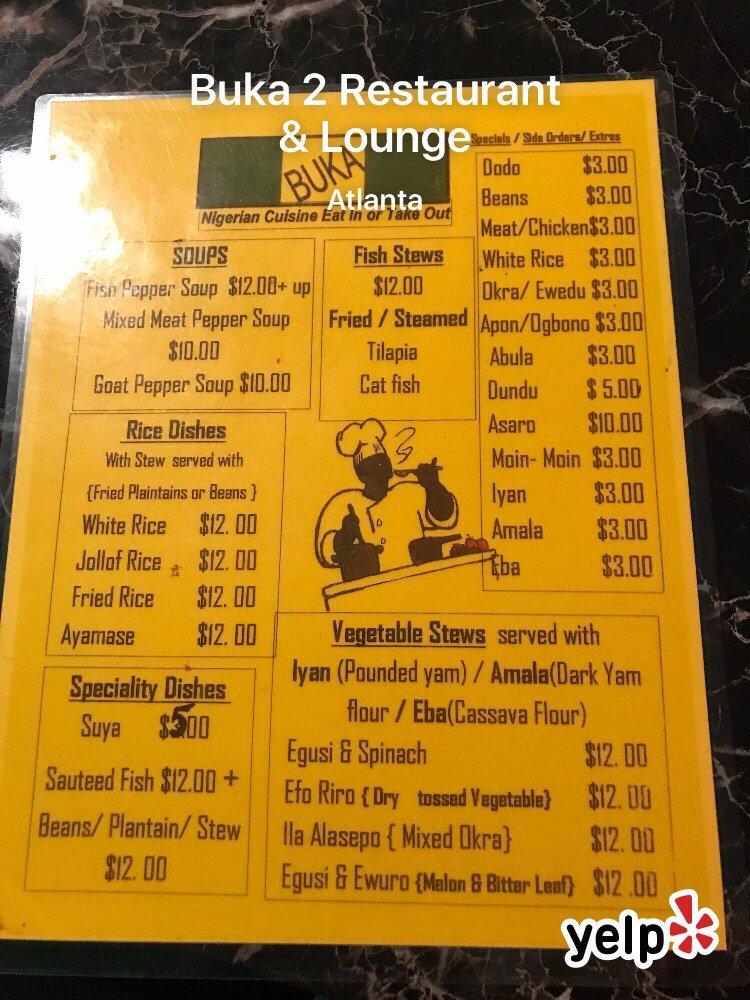 Menu at Buka 2 Restaurant, Atlanta