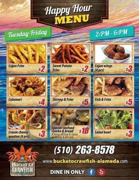 Menu at Bucket O' Crawfish restaurant, Alameda