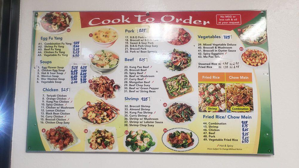 Menu at China Star Express fast food, Long Beach