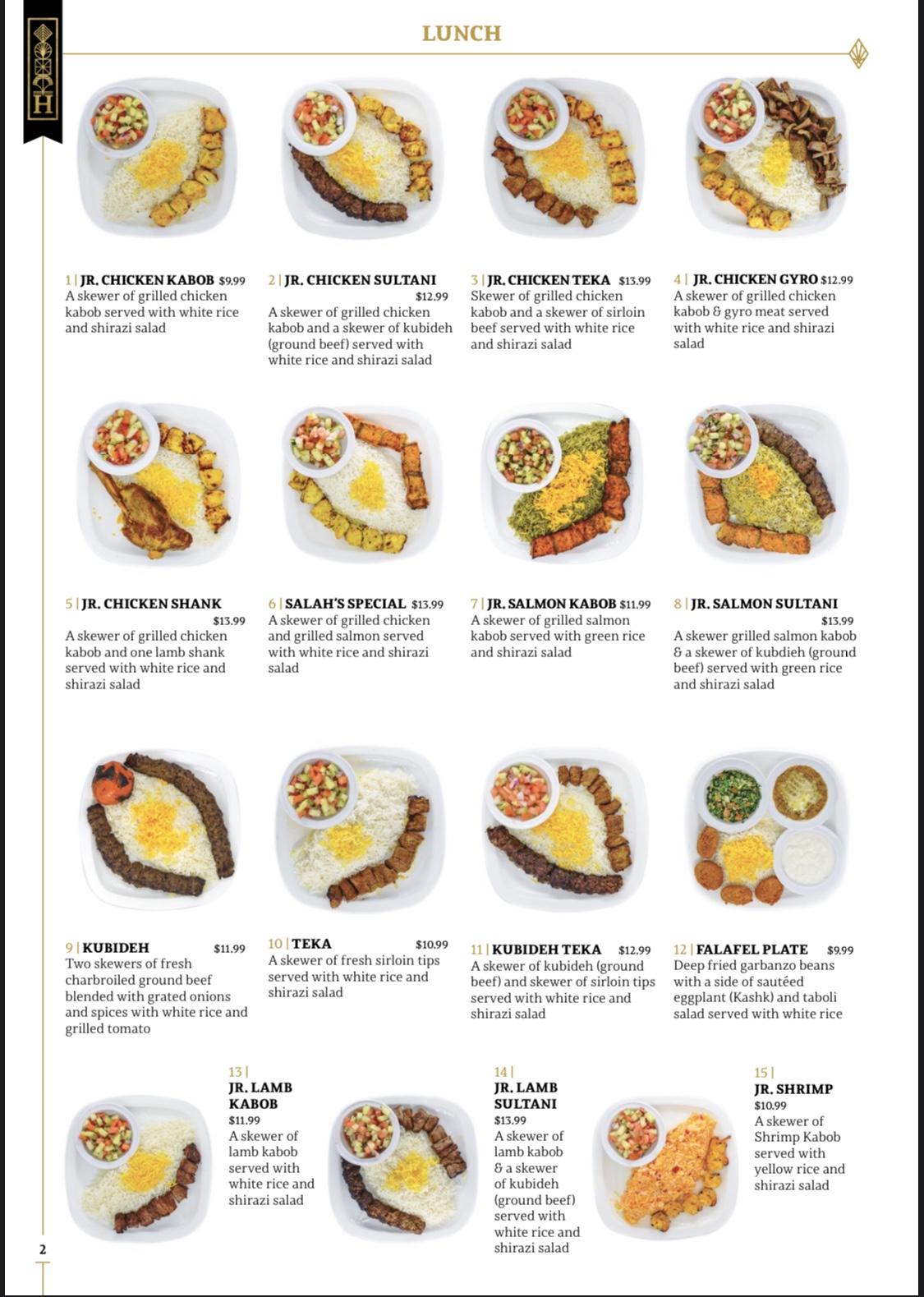 Menu at House of Kabob restaurant, Nashville