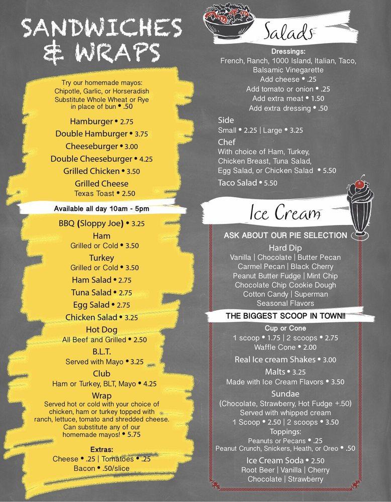 Menu at John's Place restaurant, Peru