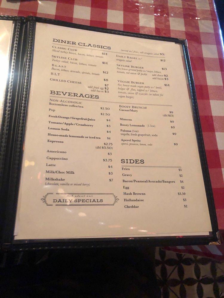 Menu at Skyline Restaurant, Toronto