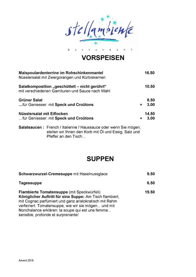 Menu at Stella Swiss Quality Hotel, Interlaken