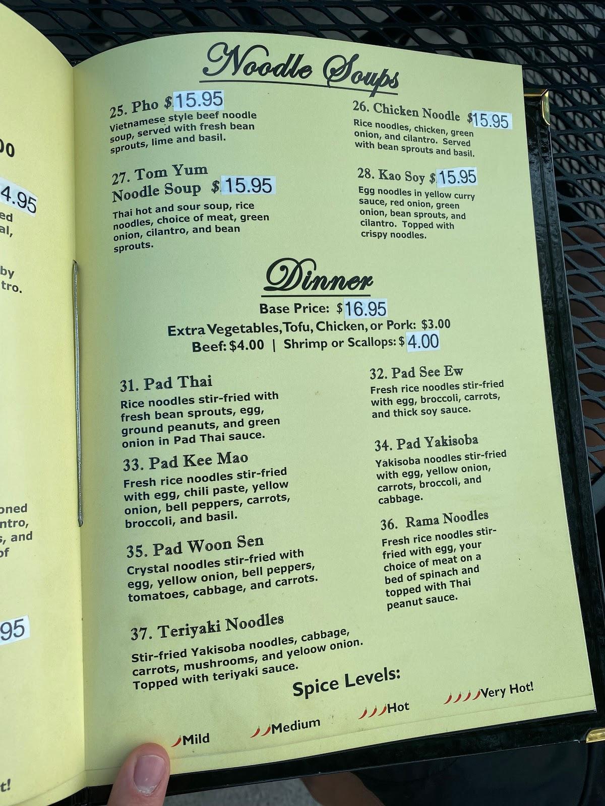 Menu at Suchada's Thai Cuisine LLC restaurant, Moscow
