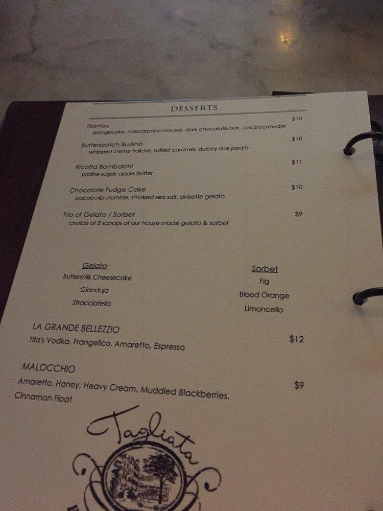 Menu at Tagliata pub & bar, Baltimore