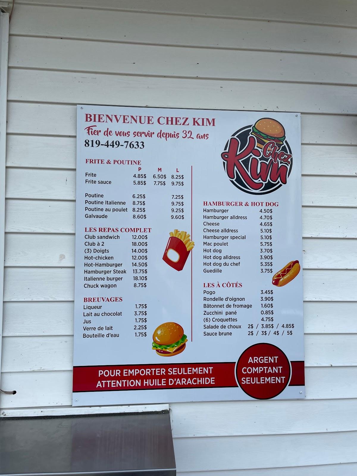 Menu au Casse-Croûte Chez Kim restaurant, Canada