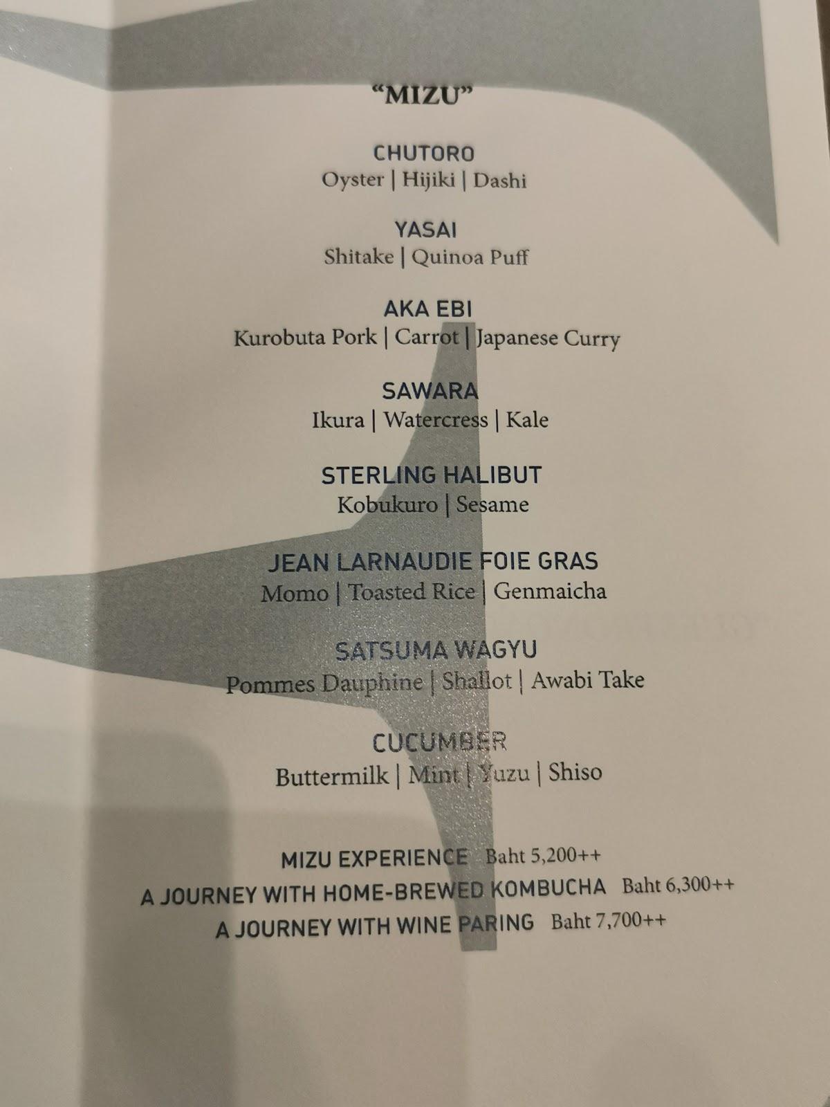 Menu at Elements, Inspired by Ciel Bleu restaurant, Bangkok, 57 Witthayu Rd