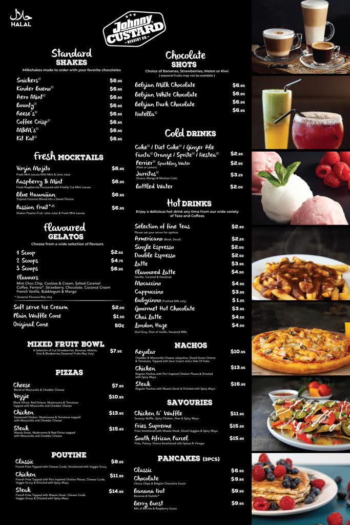 Menu at Johnny Custard Dessert Co desserts, Toronto