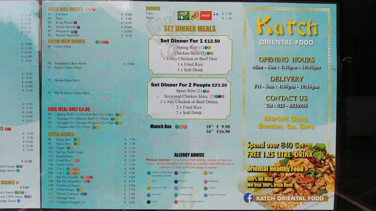 Menu at Katch Oriental Food restaurant, Bandon
