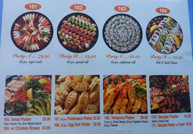 Menu at Samurai Sushi restaurant, Downey