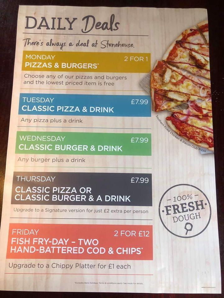Menu at Sheldon Hall Stonehouse pub & bar, Birmingham, Gressel Ln