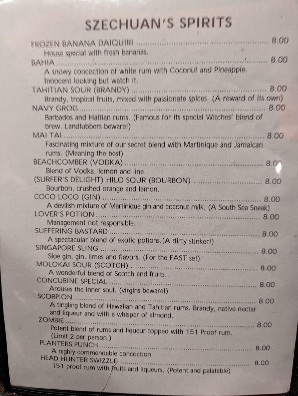 Menu at Szechuan Chinese Restaurant, Fort Worth, Locke Ave