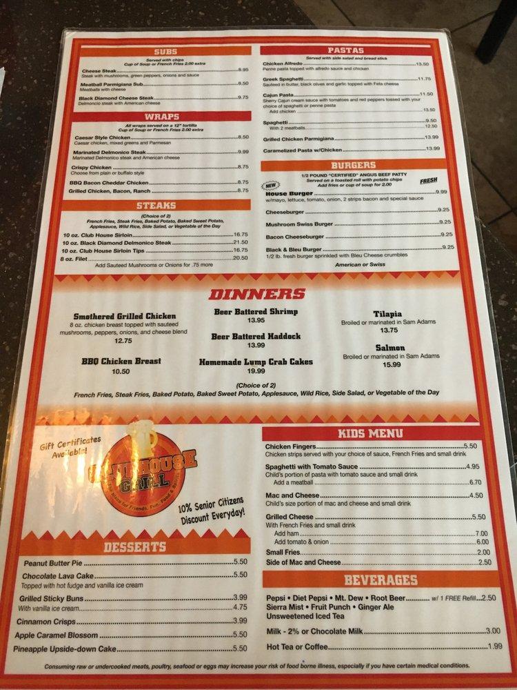 Menu at Clubhouse Grill & Restaurant, Mifflintown, 23 Parkside Ct