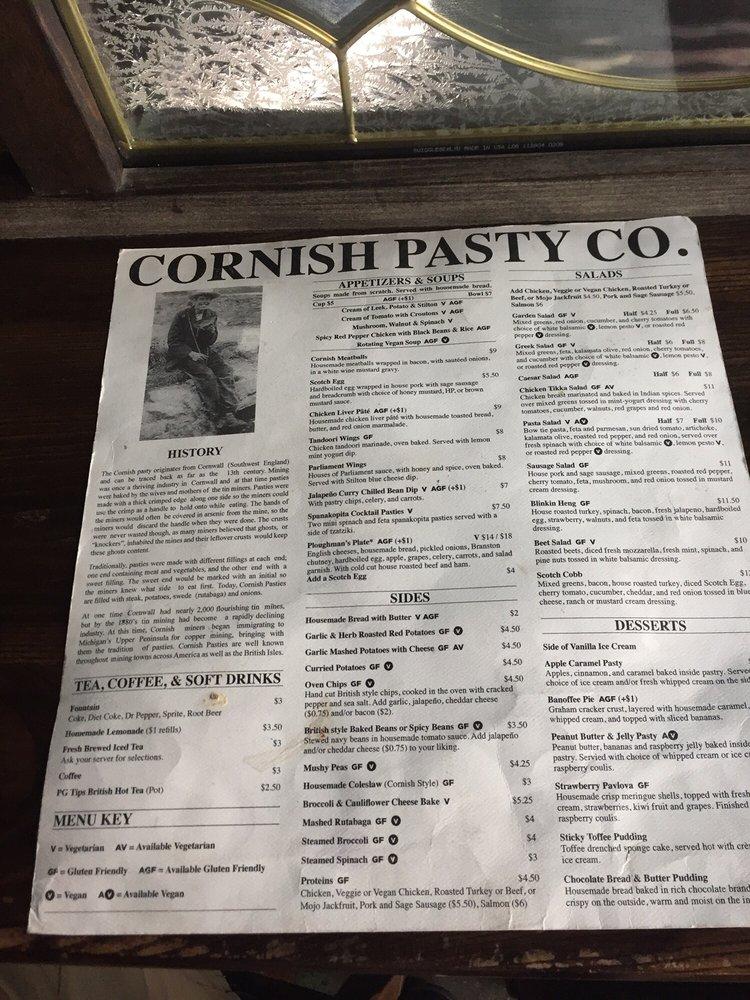 Menu at Cornish Pasty Co pub & bar, Phoenix, 7 W Monroe St