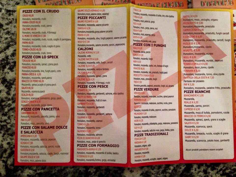 Menu da Pizzeria il Corallo, Rezzato
