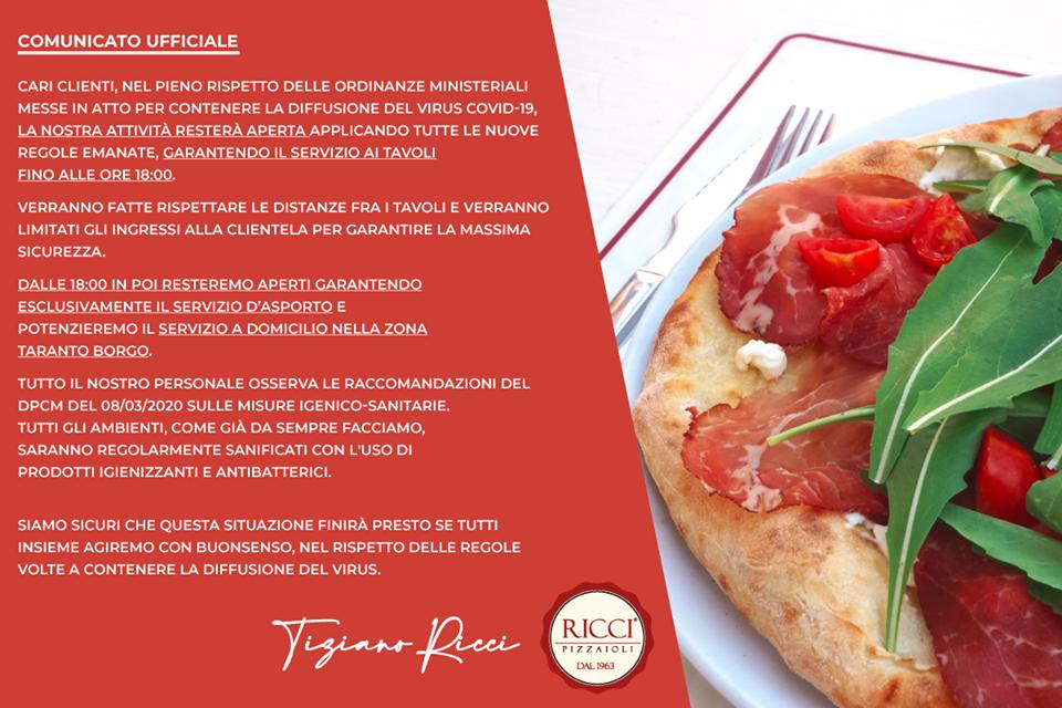 Menu at Ricci - Pizzaioli dal 1963 pizzeria, Taranto