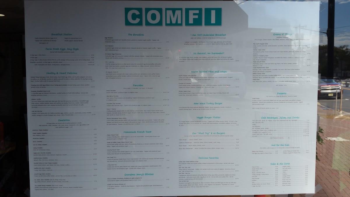 Menu at Comfi of Belmar restaurant, Belmar
