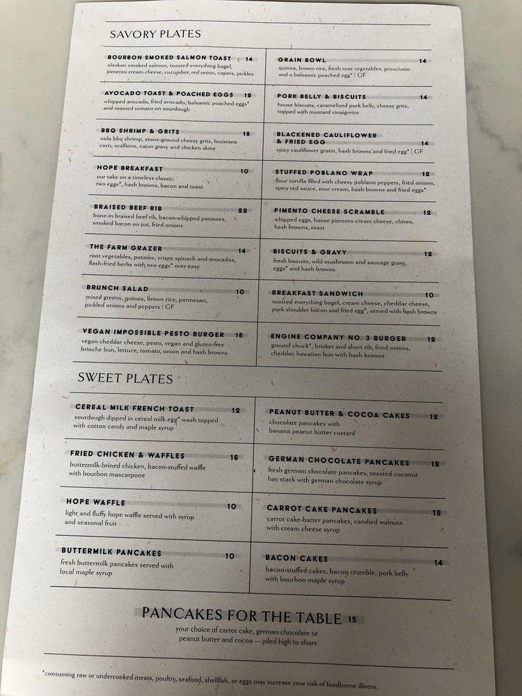 Carta de Hope Breakfast Bar - St. Paul, Saint Paul