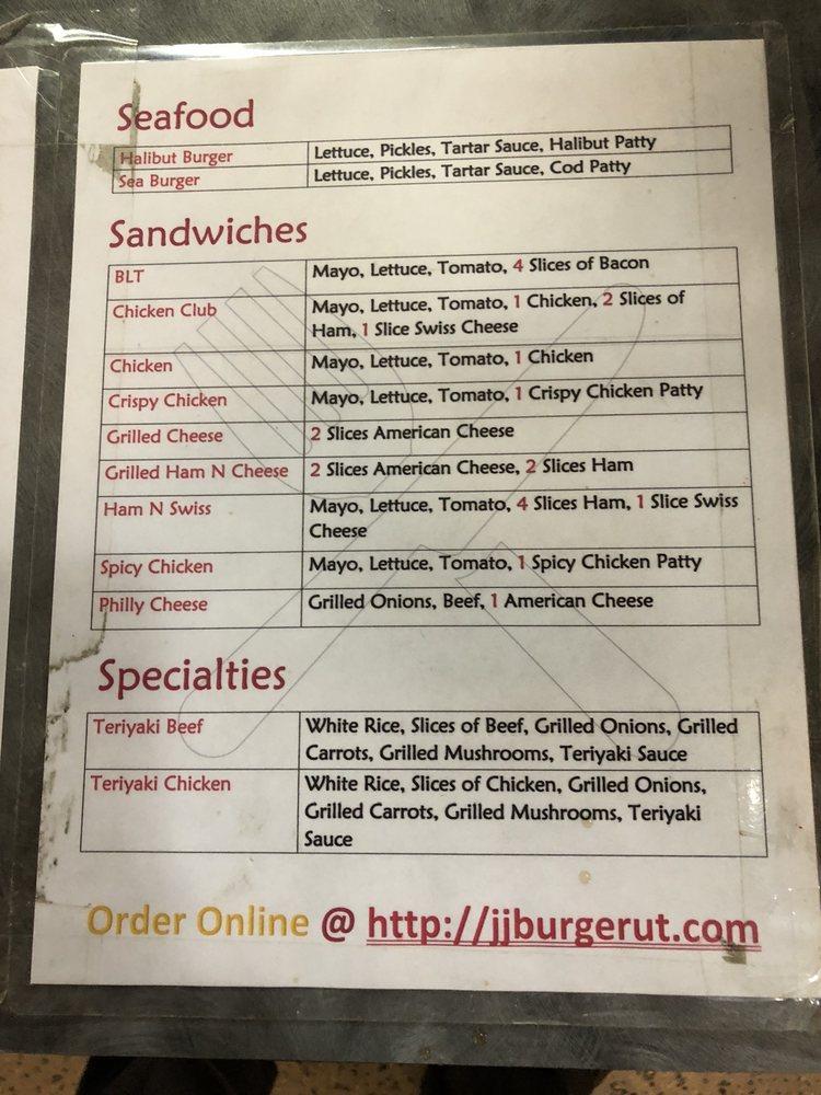 Carta del restaurante JJ Burger, Provo