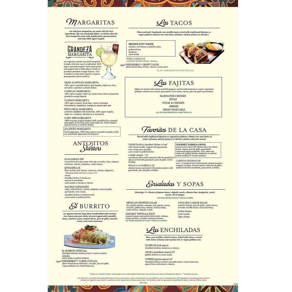 Menu at Moctezuma's Mexican Restaurant, Tukwila