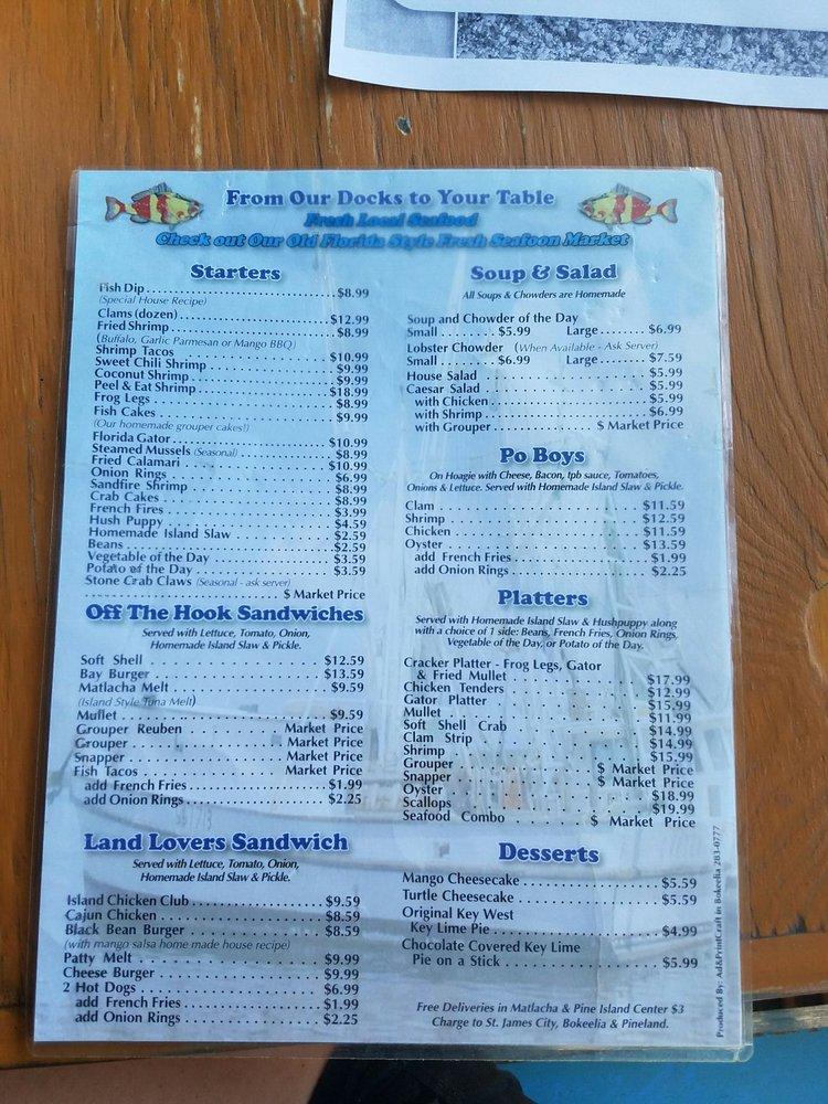 Menu at Olde Fish House Marina restaurant, Matlacha