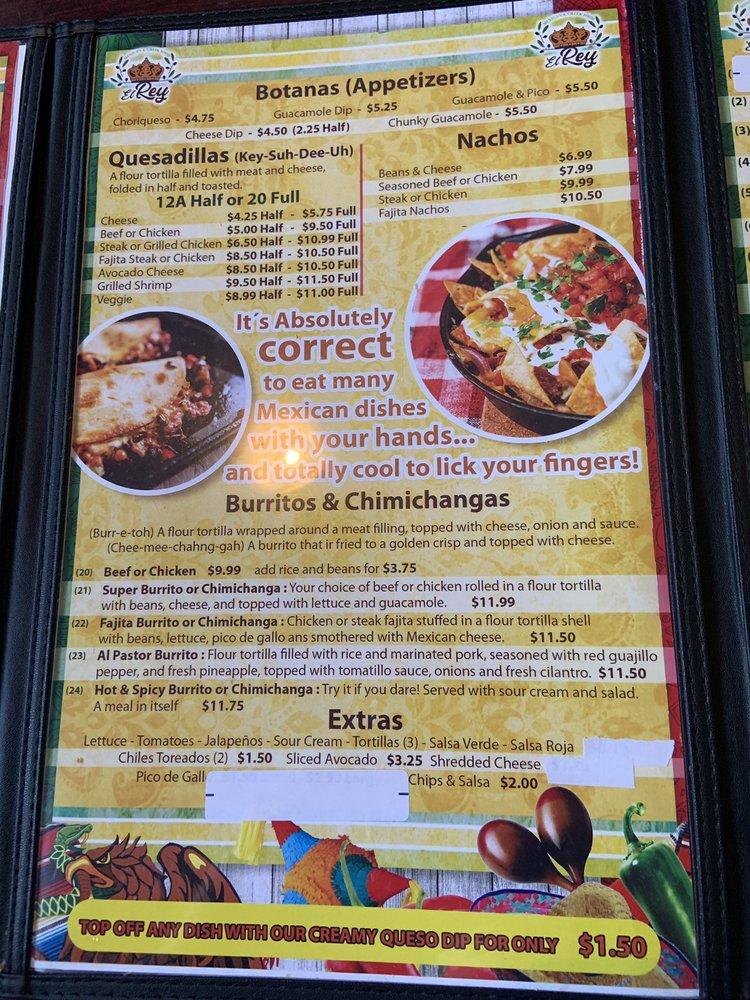 Menu at El Rey Mexican and Greek Restaurant, Robertsdale