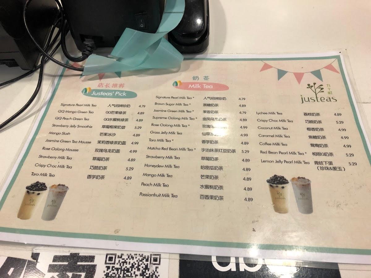 Menu at Justeas (Bubble Tea And Special Eats) desserts, Hamilton