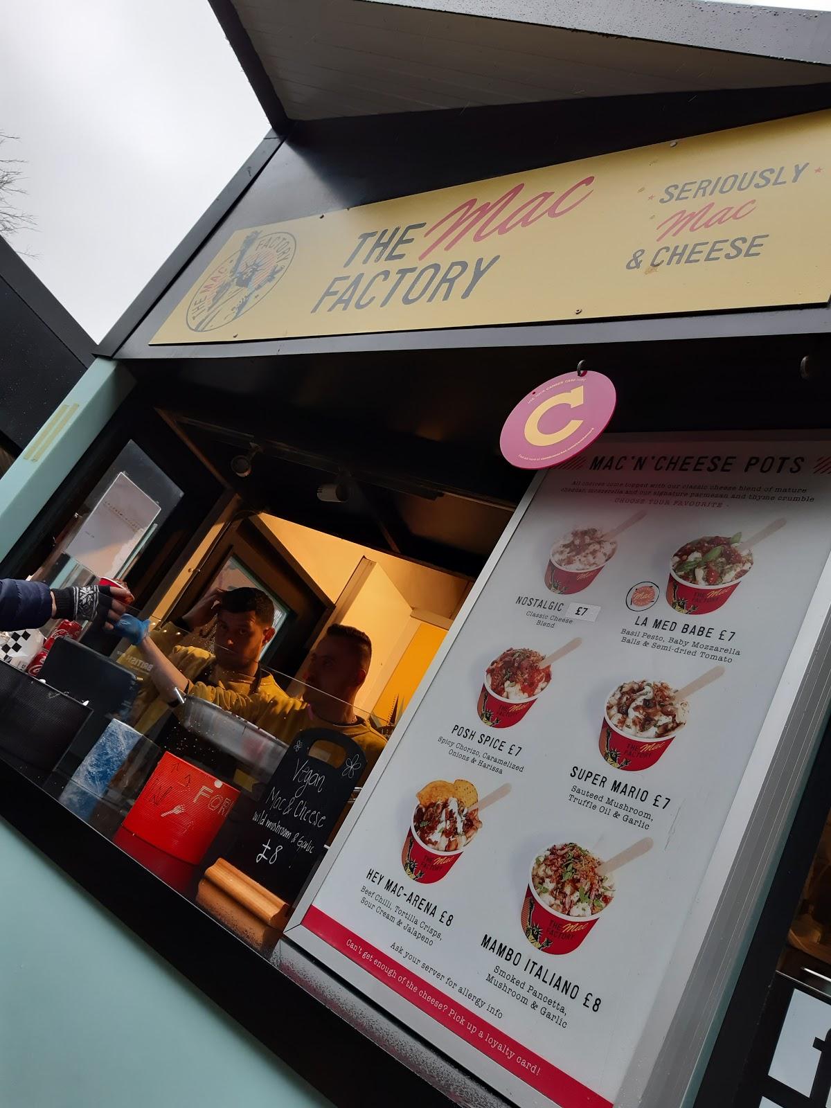 Menu at The Mac Factory restaurant, London, Camden Lock Market