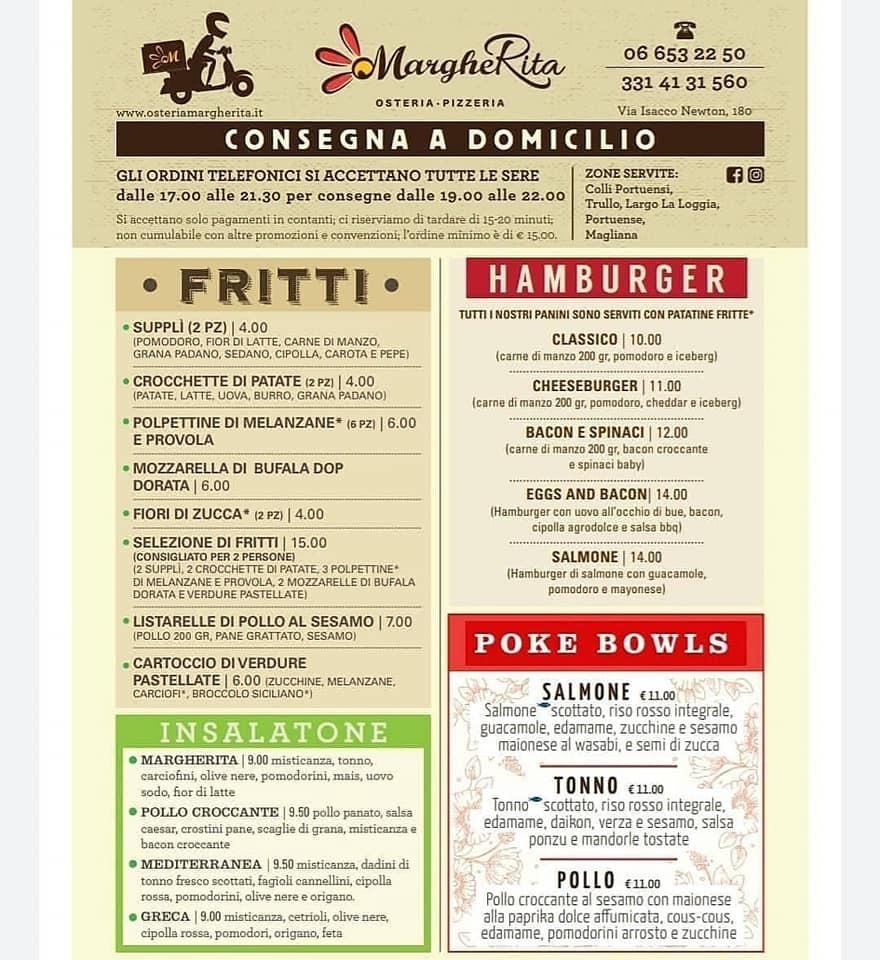Menu at MargheRita Osteria Pizzeria (Colli Portuensi), Rome, V.le ...