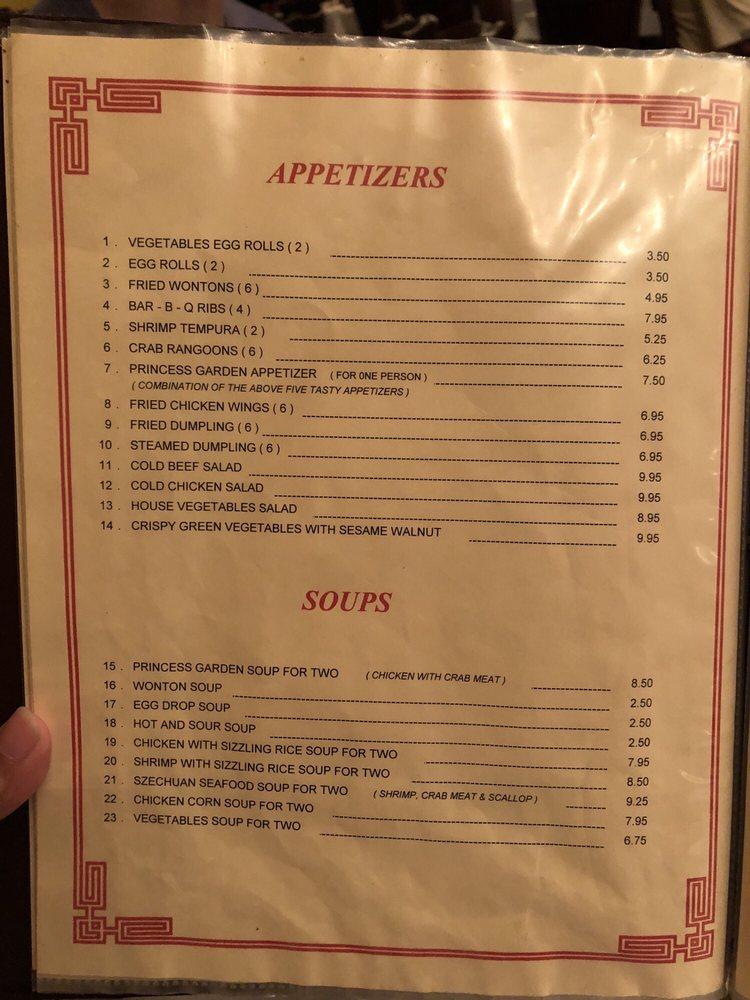 Menu at Princess Garden restaurant, Kansas City
