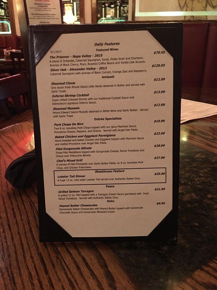 Menu at Delmonico's Italian Steakhouse, Orlando