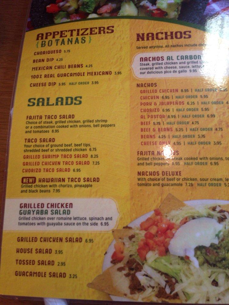 Menu at Iguana's Mexican Restaurant, Brownsburg