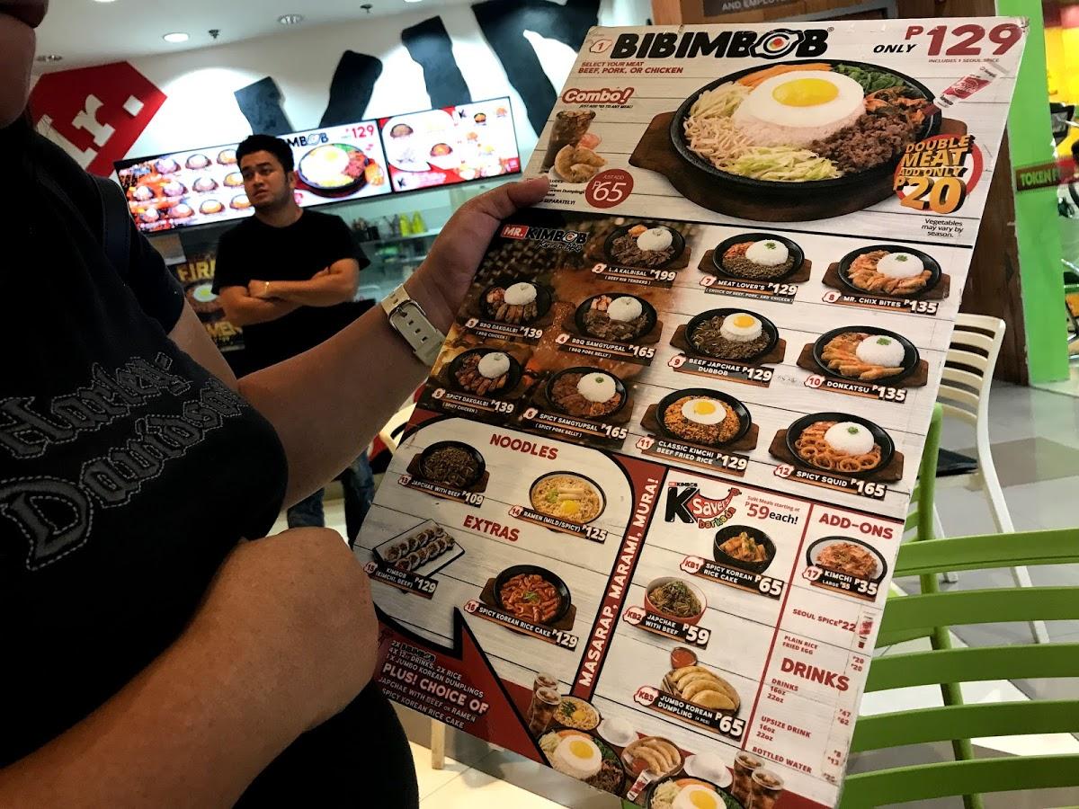 Menu at Mr. Kimbob restaurant, Cabanatuan City