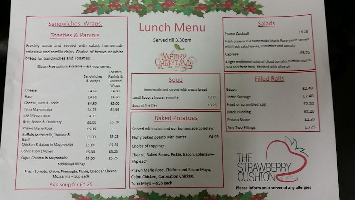 Menu at The Strawberry Cushion restaurant, Troon