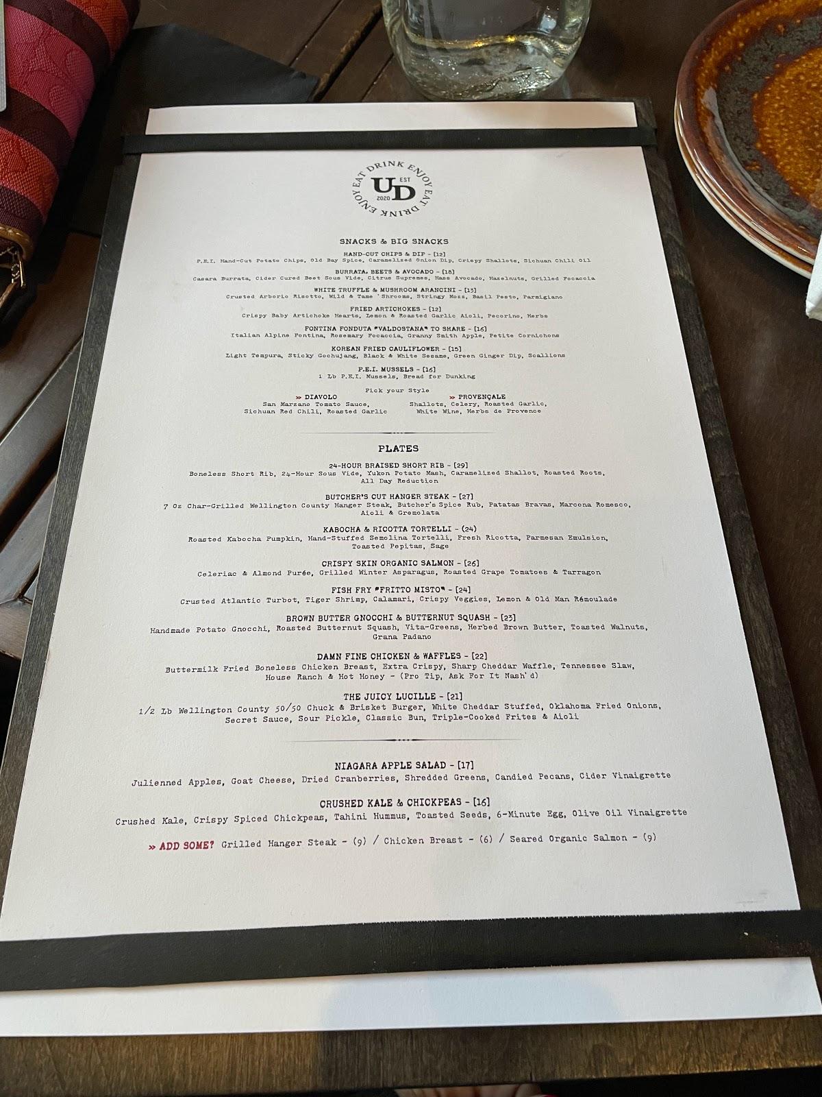 Menu at Undefined restaurant, Hamilton