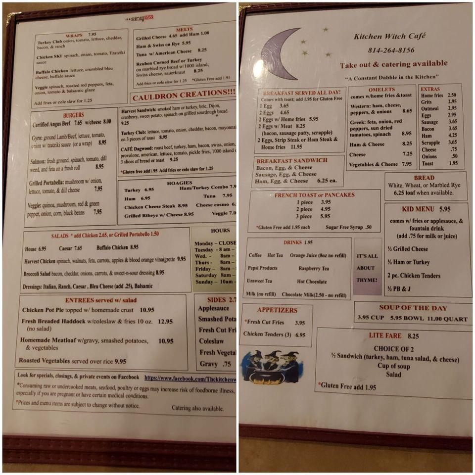Menu at Kitchen Witch cafe, Howard