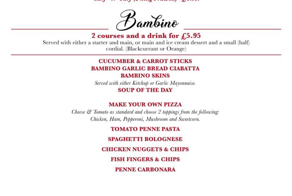 Menu at La mensa restaurant, Ferryhill