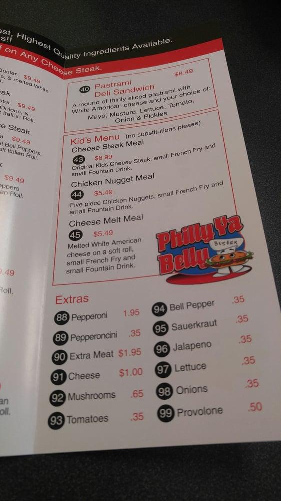 Menu at Philly Ya Belly fast food, Everett