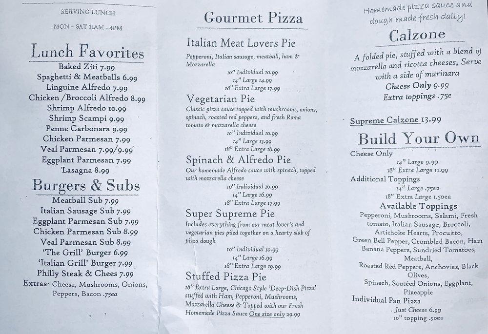 Menu at Italian Grill & Pizzeria, Picayune, Highway 11 N