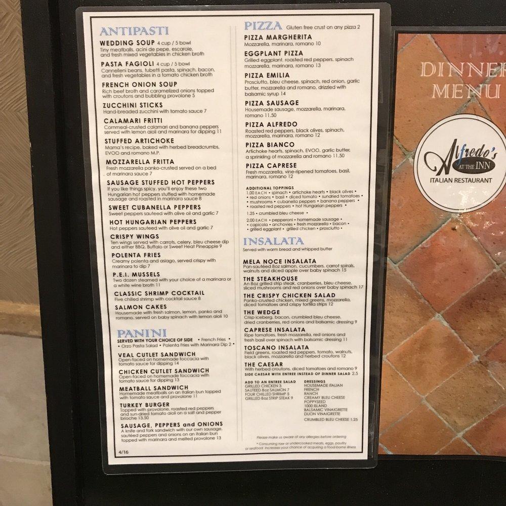 Menu at Alfredo's At the Inn Italian Restaurant, Mayfield