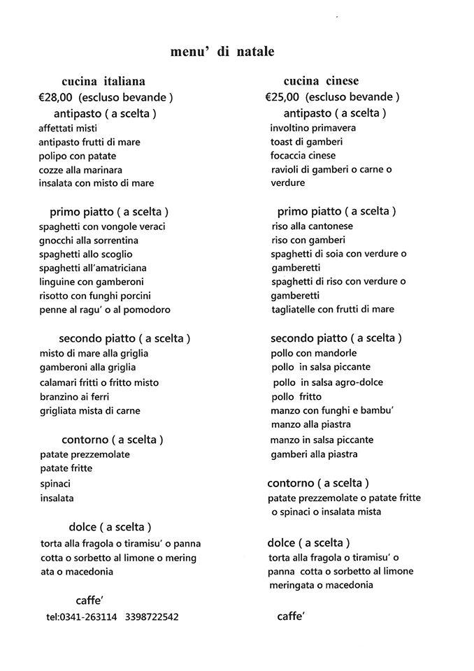 Menu at Da Franco restaurant, Oggiono