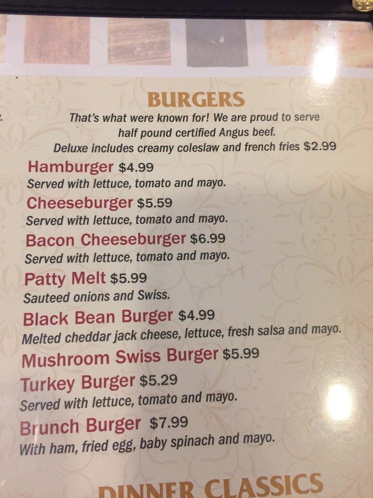 Menu at Oak Diner restaurant, Royal Oak