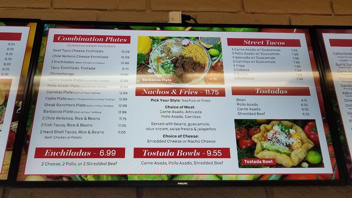 Menu at Palmitos Mexican Eatery restaurant, San Diego