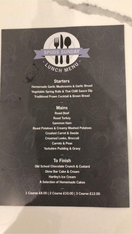 Menu at Spuds & Co cafe, Egremont