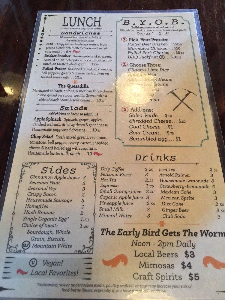 Menu at The Mine Café cafe, Jerome