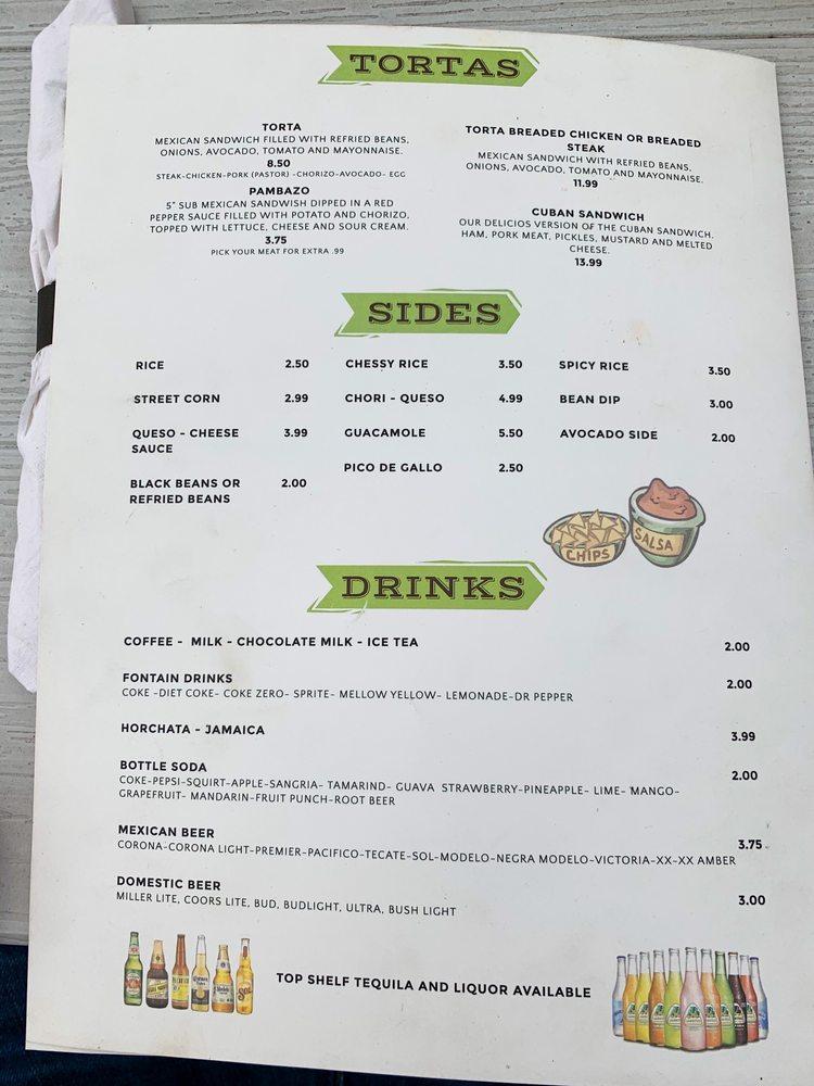 Menu at Breaking Taco restaurant, Mahomet