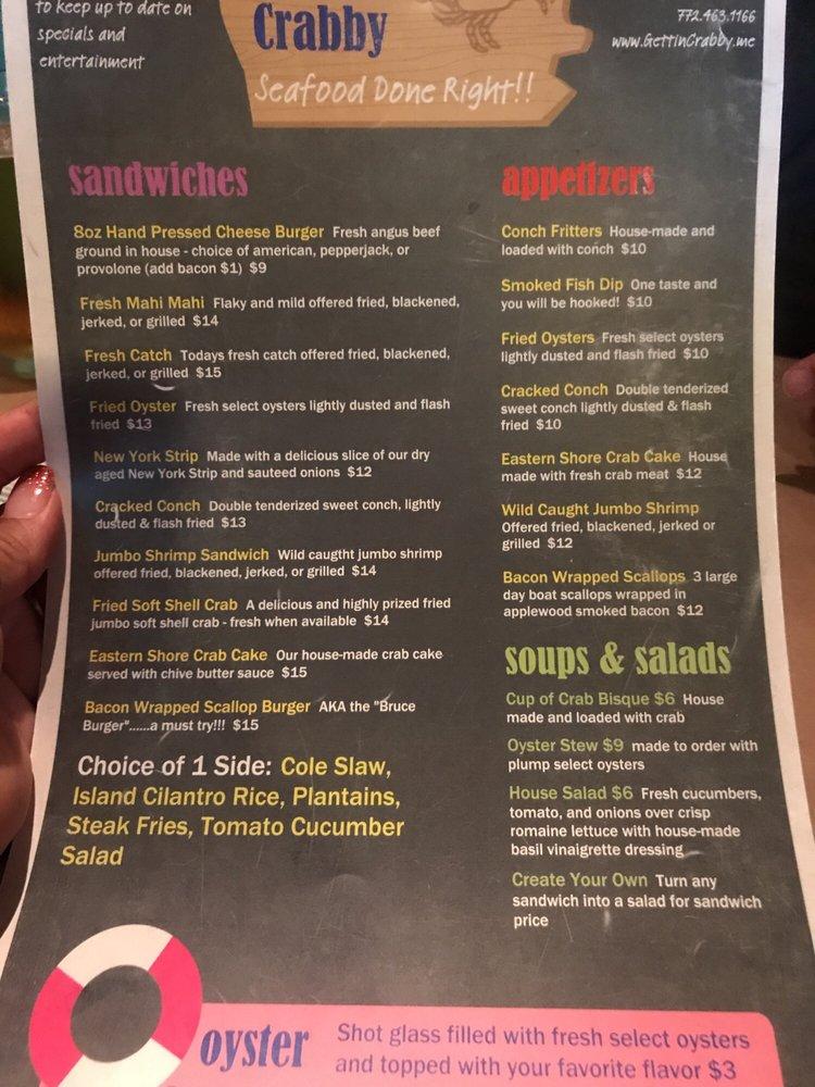Menu at Crabbys Port Salerno restaurant, Stuart, SE Salerno Rd