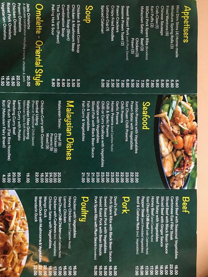 Menu at Jade Princess restaurant, Beaconsfield
